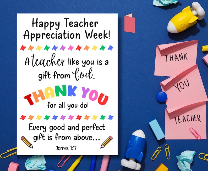 Christian Teacher Appreciation Cards: Printable Thank You Folding Cards ...
