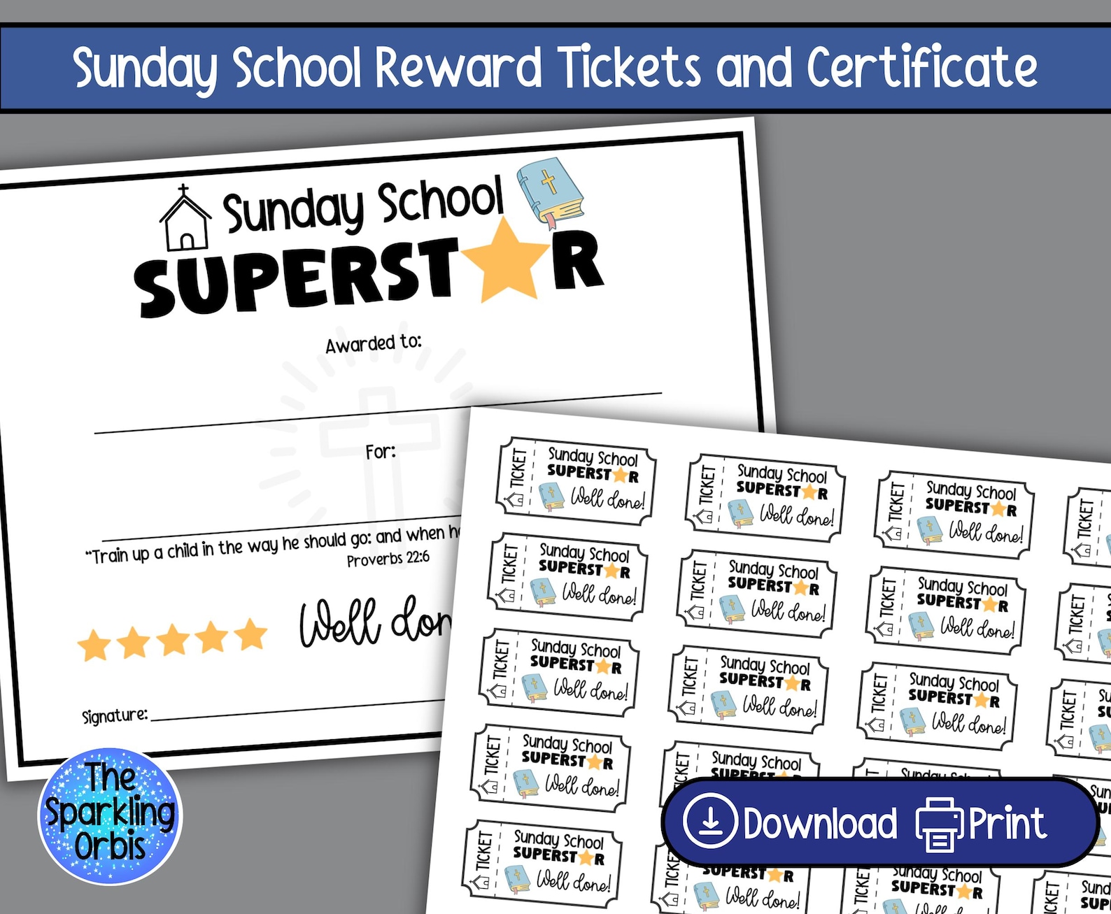 Printable Sunday School Reward Tickets and Certificate (PDF) - Etsy