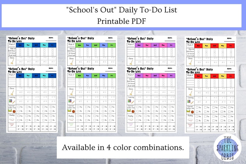 School's Out Daily To-do List To-do List for Children - Etsy