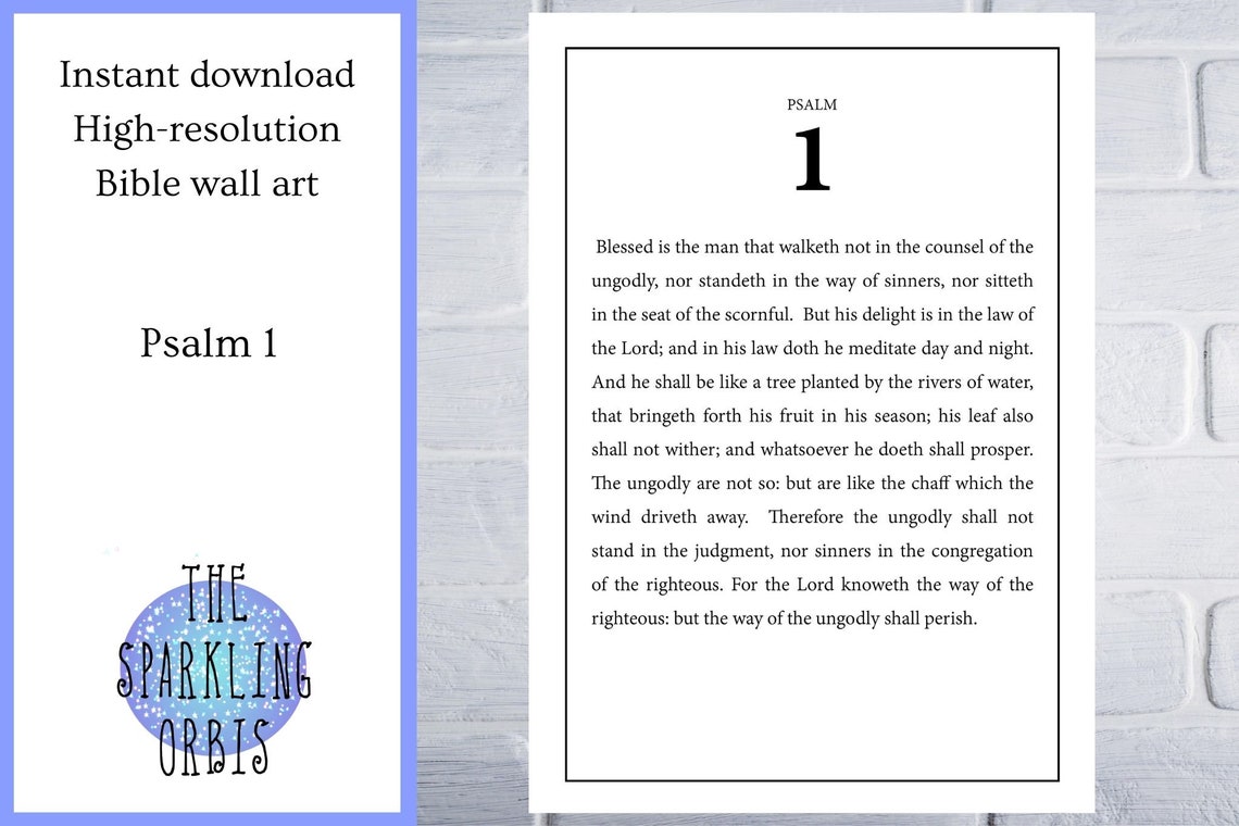 Psalm 1 KJV Bible Verse Wall Art Digital Download - Etsy