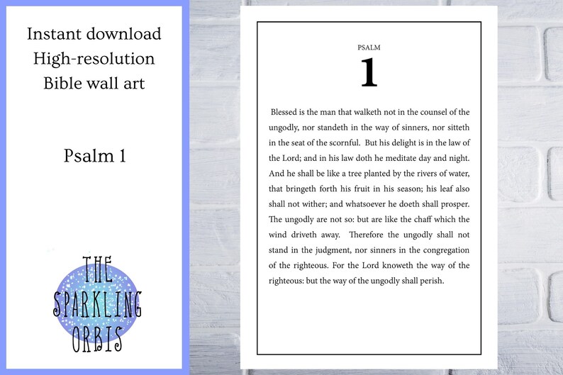 Psalm 1 KJV Bible Verse Wall Art Digital Download - Etsy