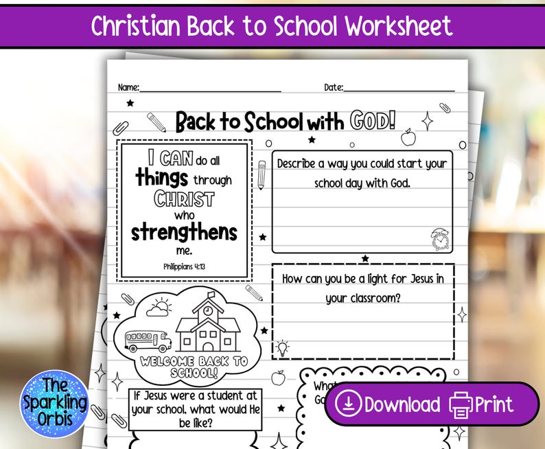 Christian Back to School Worksheet: Sunday School Activity (PDF, A4 ...