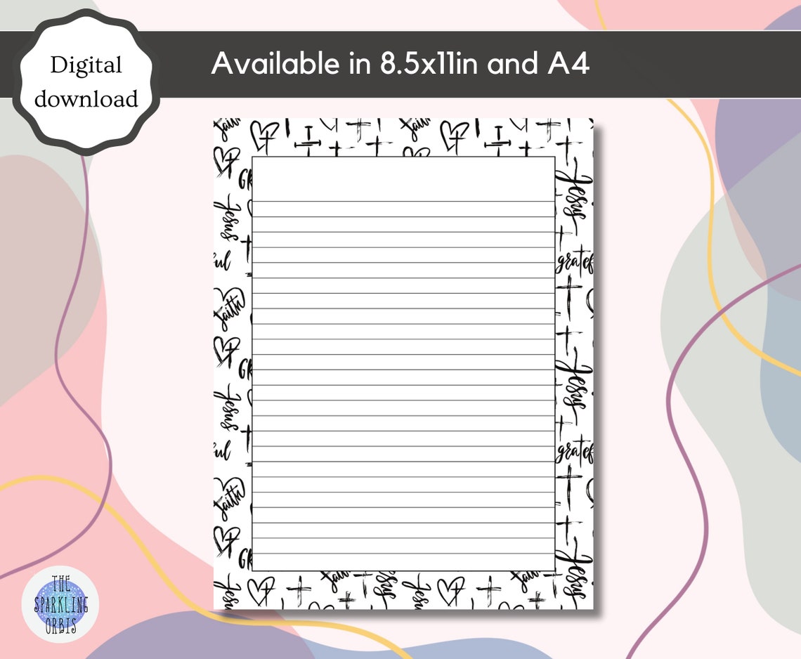 Printable Christian-themed Note Paper | 8.5x11in | A4 | Lined and Blank ...