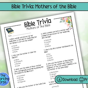 Printable Mother's Day Bible Trivia | Mothers of the Bible | Mother's ...