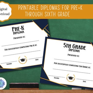 Printable Diplomas for Pre-k to Sixth Grade | Graduate Certificates ...
