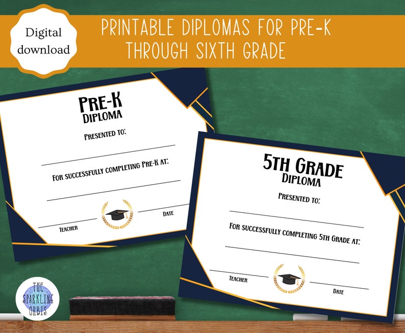 Printable Diplomas for Pre-k to Sixth Grade | Graduate Certificates ...