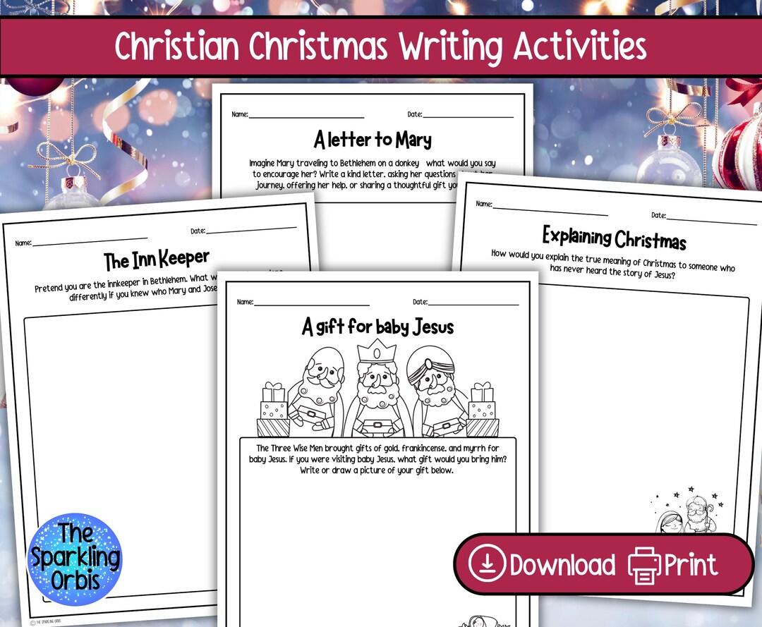 Printable Christian Christmas Writing Activities: Nativity Story (A4/US ...