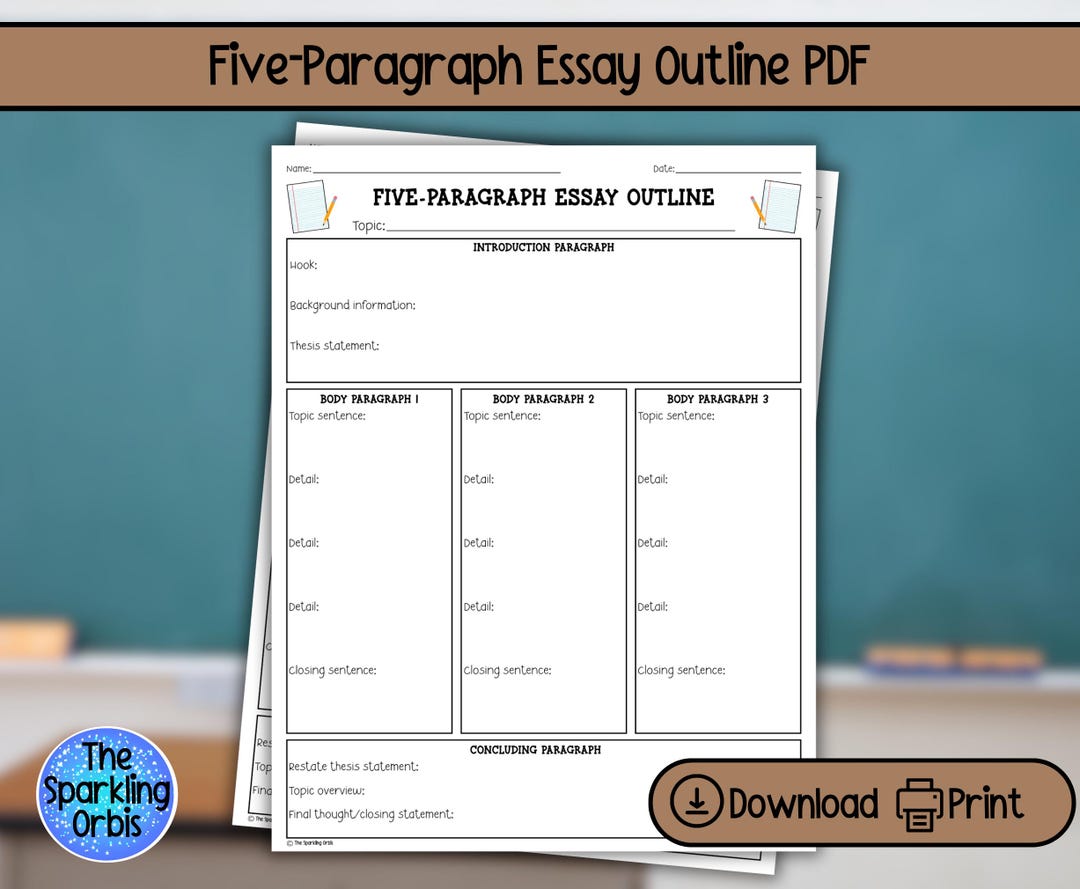 Middle School Essay Outline | Five-paragraph Writing Template (digital ...