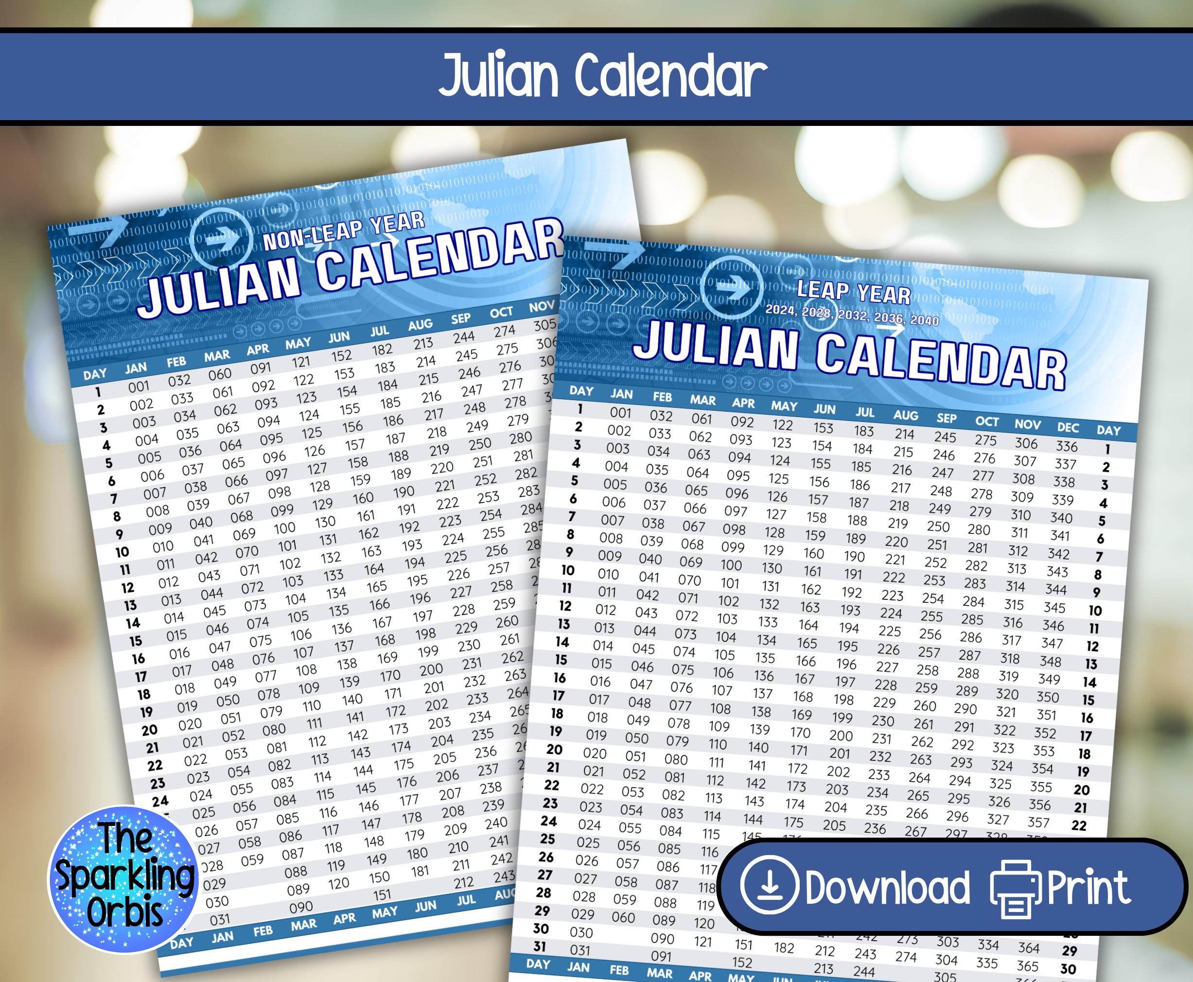 Julian Calendar | Military | Government | Digital Download | Printable ...