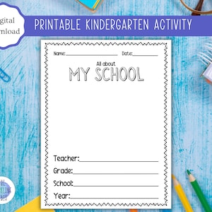 Printable Kindergarten Activity | All About My School | Kindergarten ...