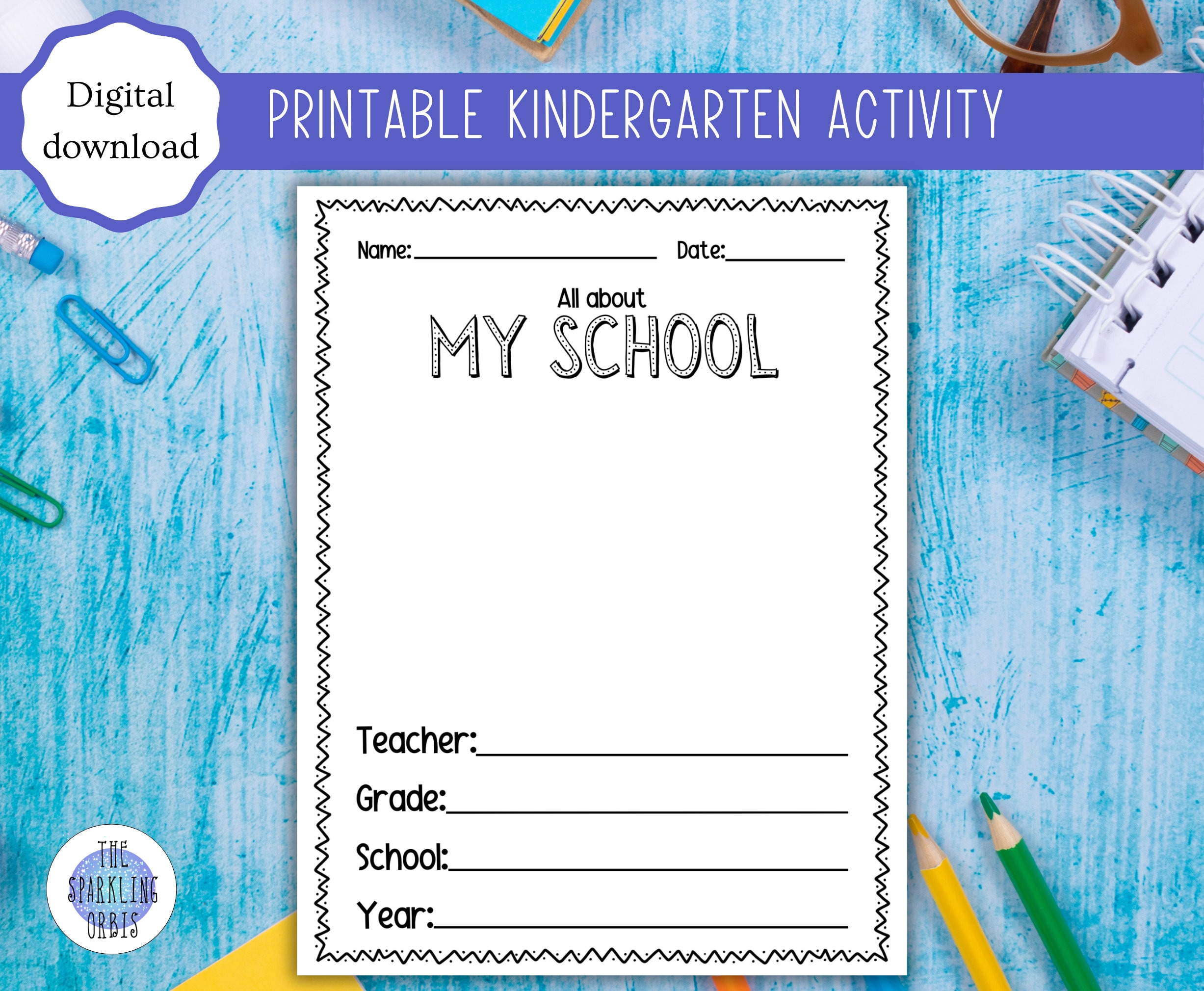 Printable Kindergarten Activity | All About My School | Kindergarten ...