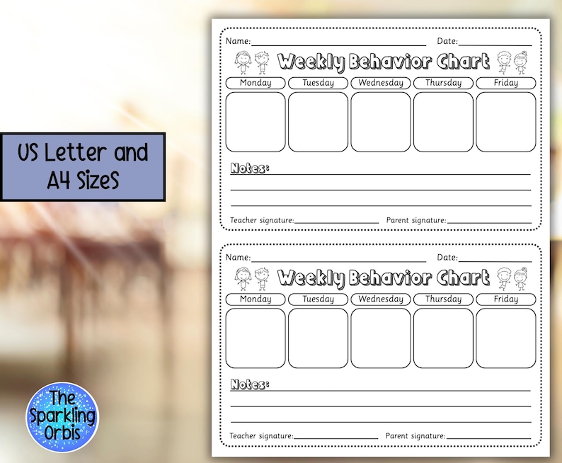 Printable Weekly Behavior Chart | Pre-k, Kindergarten and 1st Grade ...