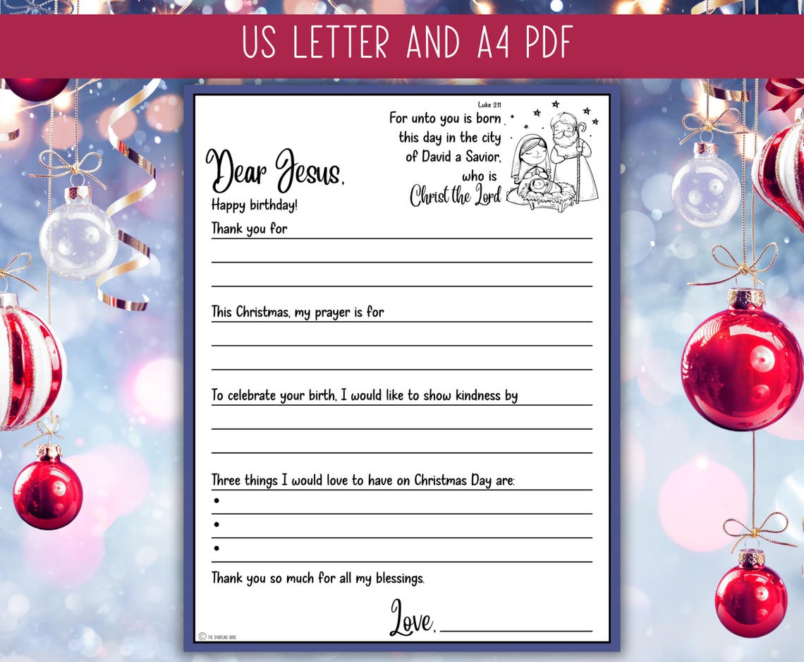 Printable Christian Christmas Worksheet | Letter to Jesus | Jesus ...