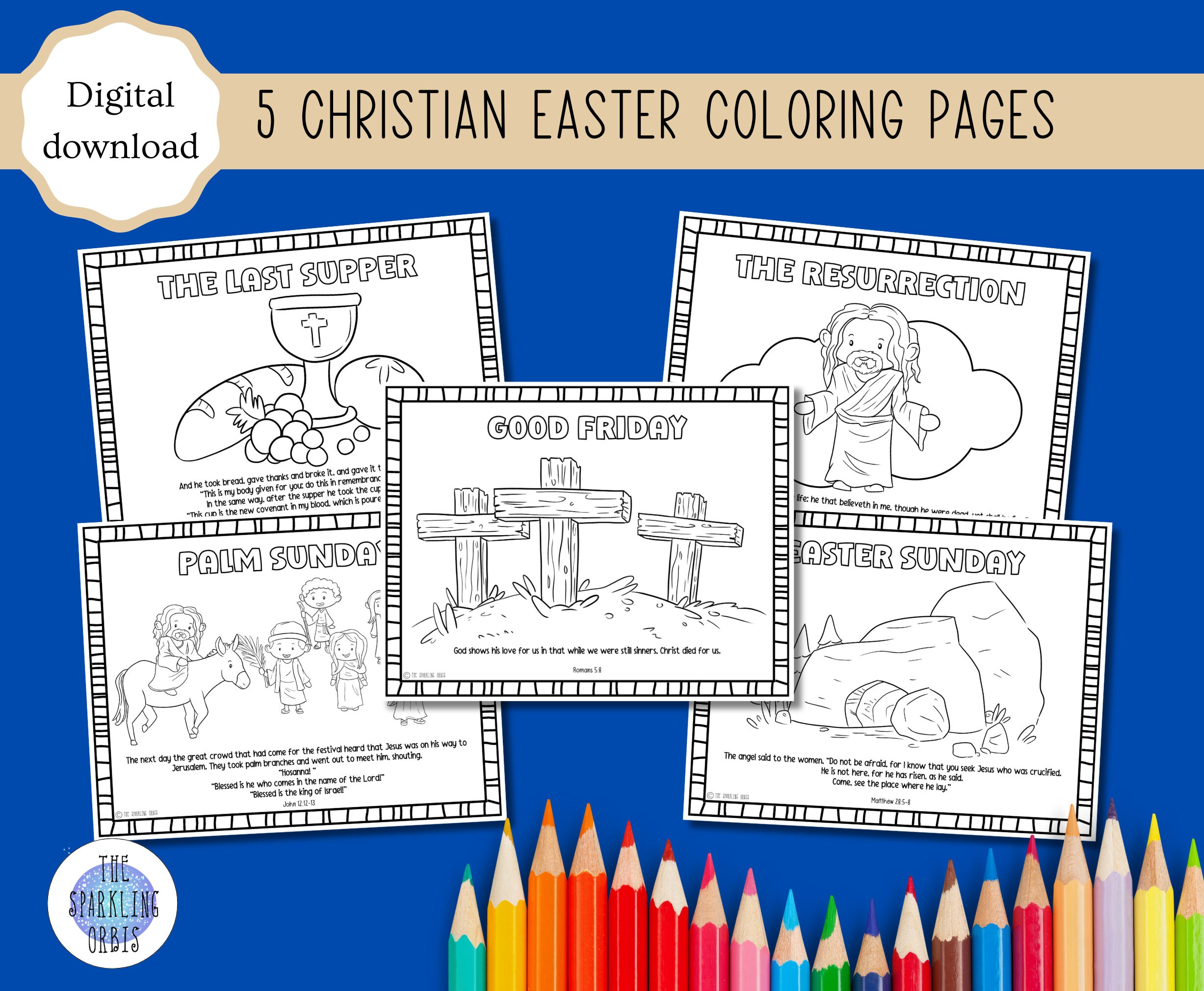 Printable Christian Easter Coloring Pages Christian Coloring Pages Set ...