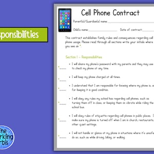 Printable Cell Phone Contract for Kids/teens (PDF) - Etsy