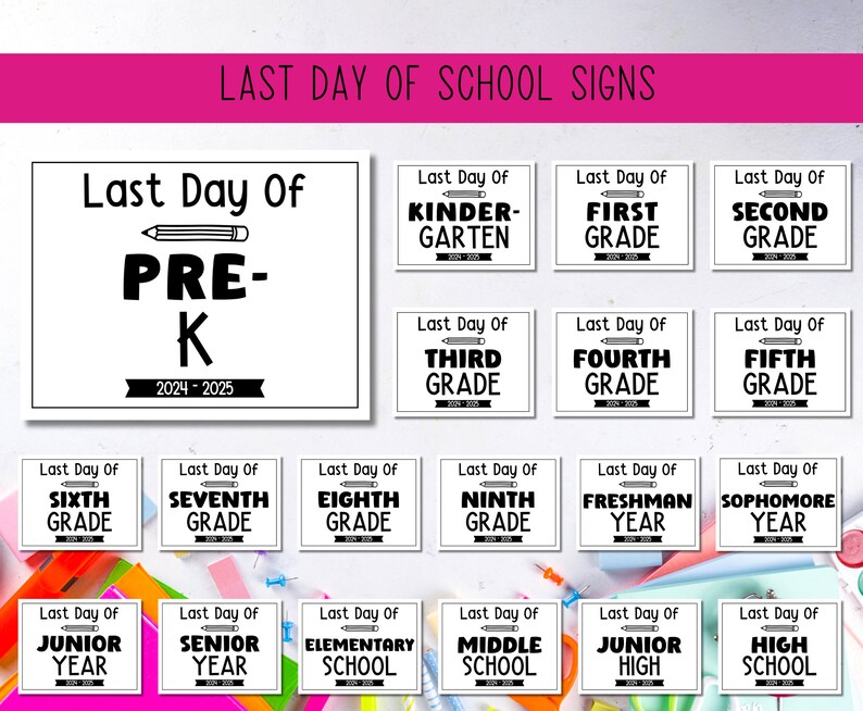 Printable First Day of School Sign Last Day of School Back to School ...