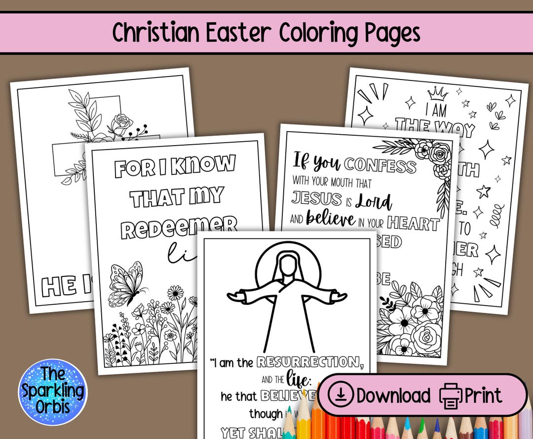 Set of 5 Printable Bible Verse Coloring Pages | Christian Easter ...