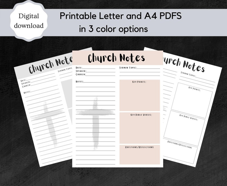 Printable Church Notes Template | Sermon Notes | Church Notes | PDF ...