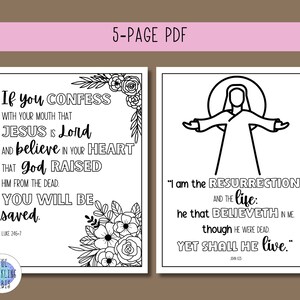 Set of 5 Printable Bible Verse Coloring Pages | Christian Easter ...