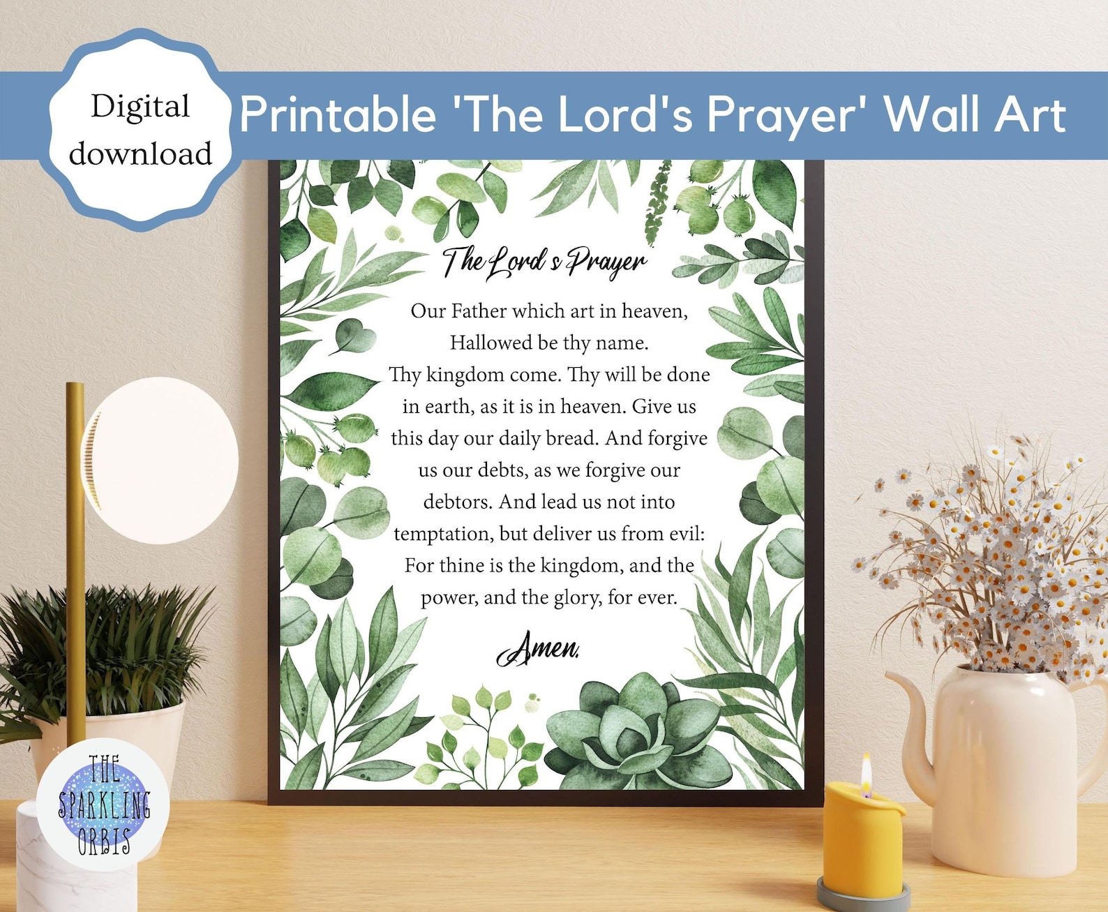The Lord's Prayer Our Father Printable Wall Art Leaf - Etsy