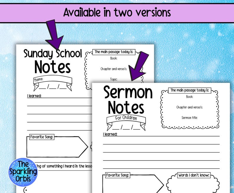 Printable Sermon Notes Template for Children: Church & Sunday School ...