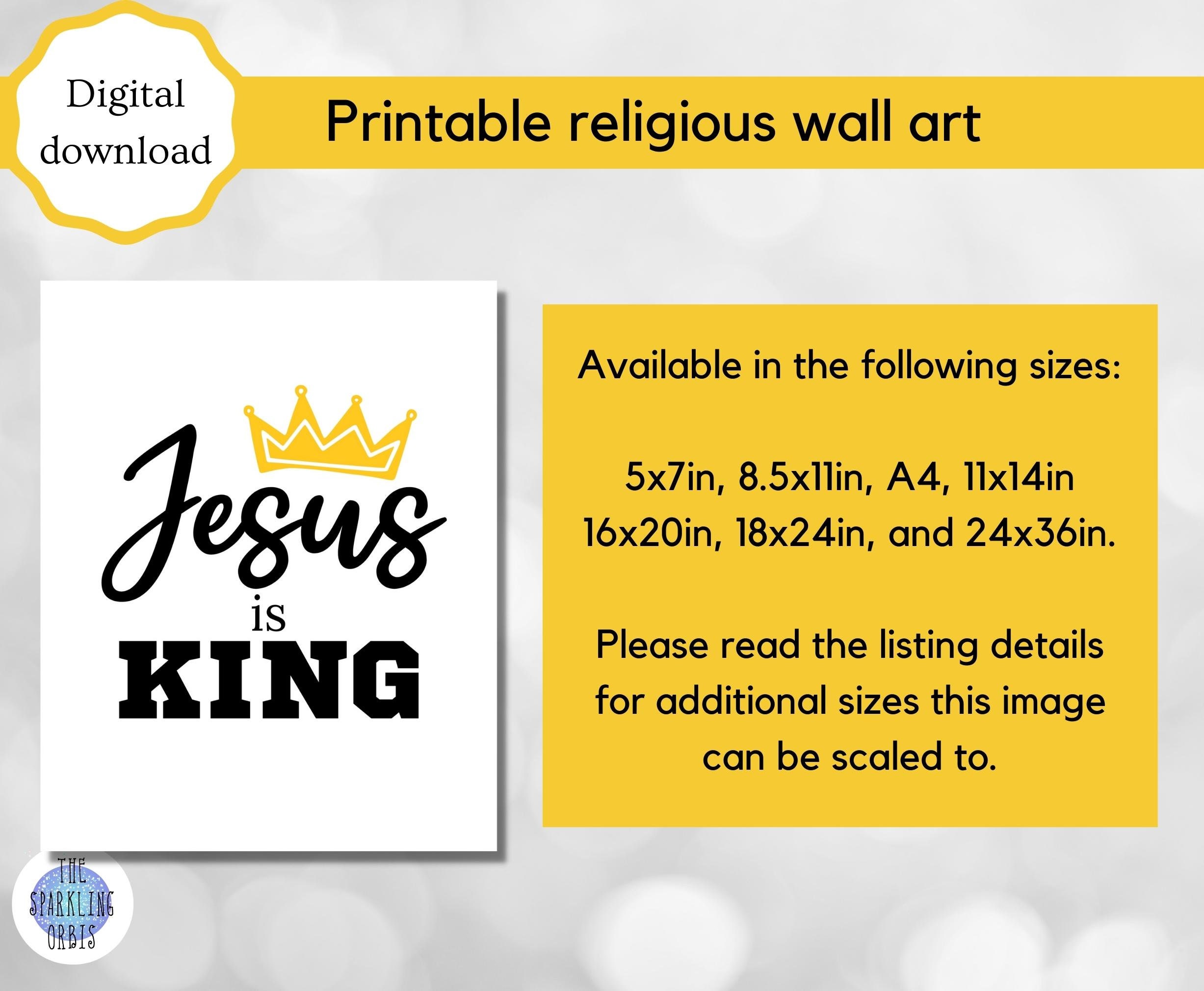 Printable Jesus is King Wall Art | Christian Bedroom Decor | Children's ...
