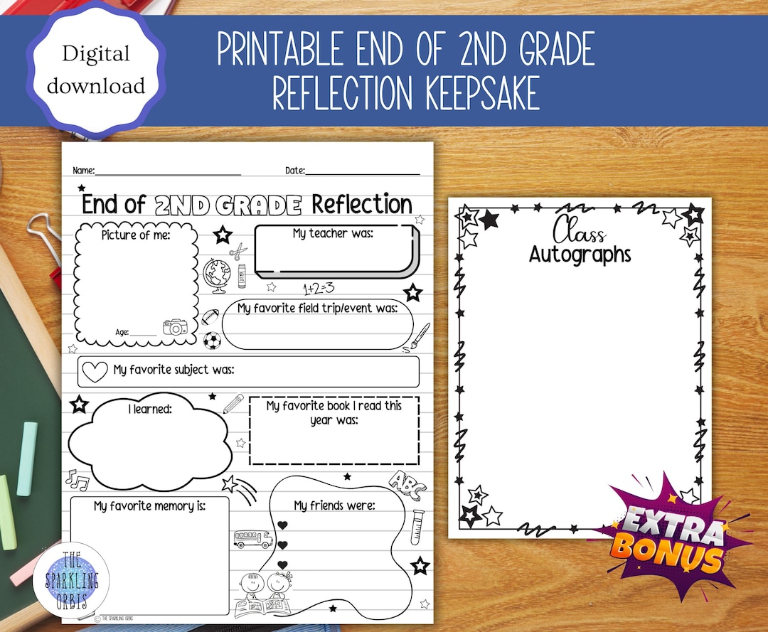 Printable End of 2nd Grade Reflection PDF | Student Reflection Sheet ...