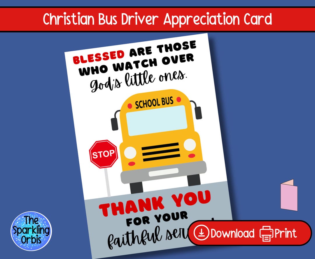 Printable Christian Bus Driver Thank You Card (PDF) - Etsy