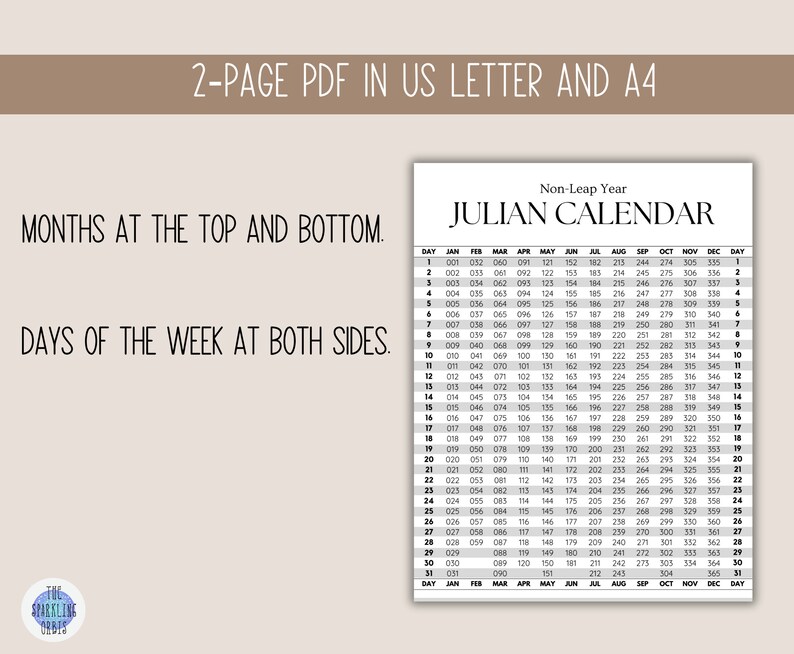 Julian Calendar | Military | Government | Digital Download | Printable ...