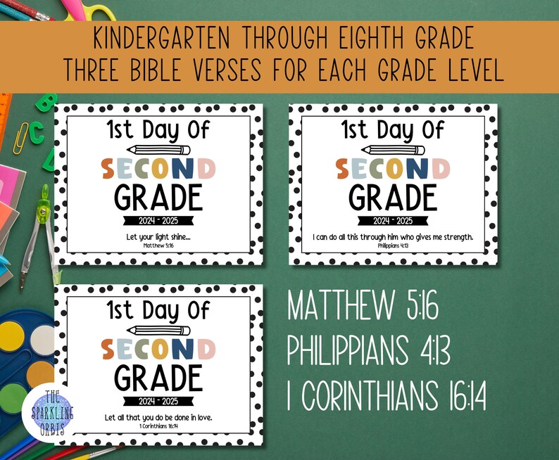 Printable Christian First Day of School Sign | Bible Verses | Back to ...