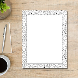 Printable Sun, Moon and Stars Note Paper | 8.5x11in | A4 | Lined and ...