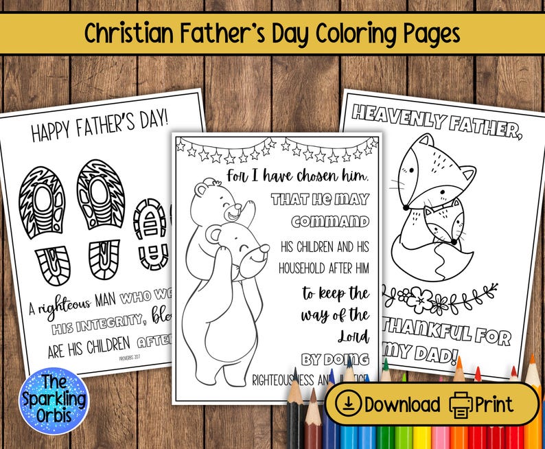 Christian Father's Day Coloring Pages: Set of 3 (digital Download) - Etsy