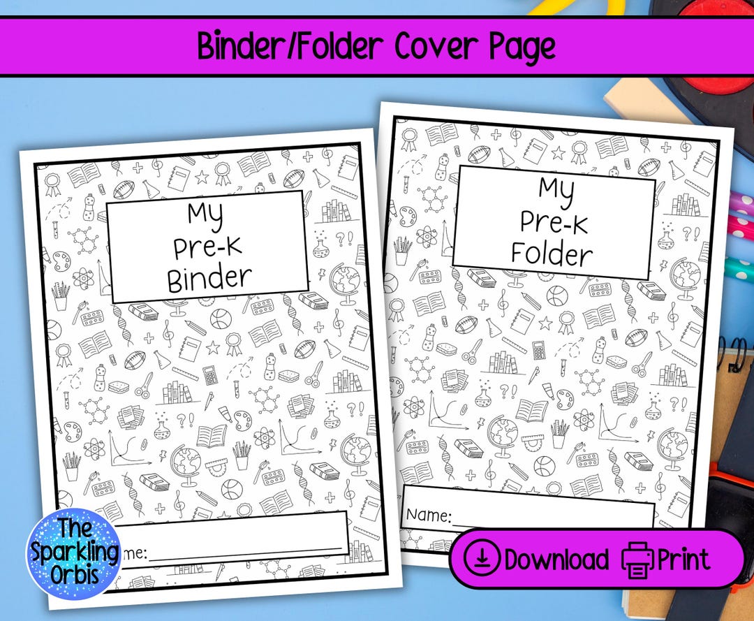 Printable Folder and Binder Cover Page | Pre-k to Kindergarten | US ...