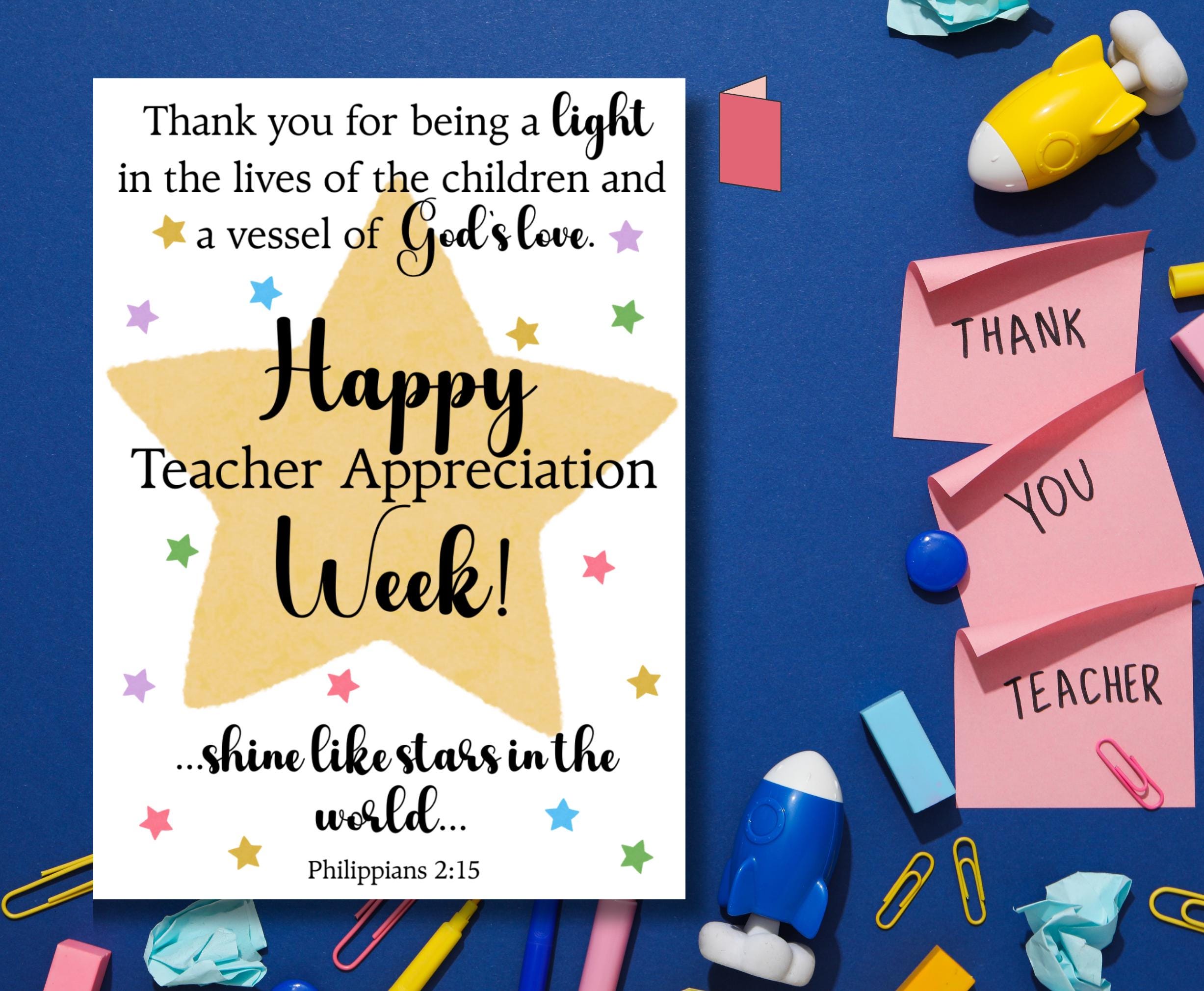 Christian Teacher Appreciation Cards: Printable Thank You Folding Cards ...