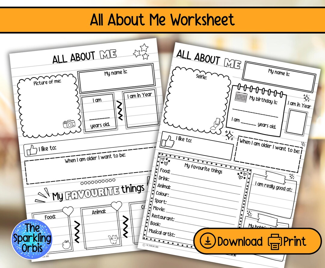 All About Me Worksheet: Back-to-school Activity (US & UK Versions, PDF ...