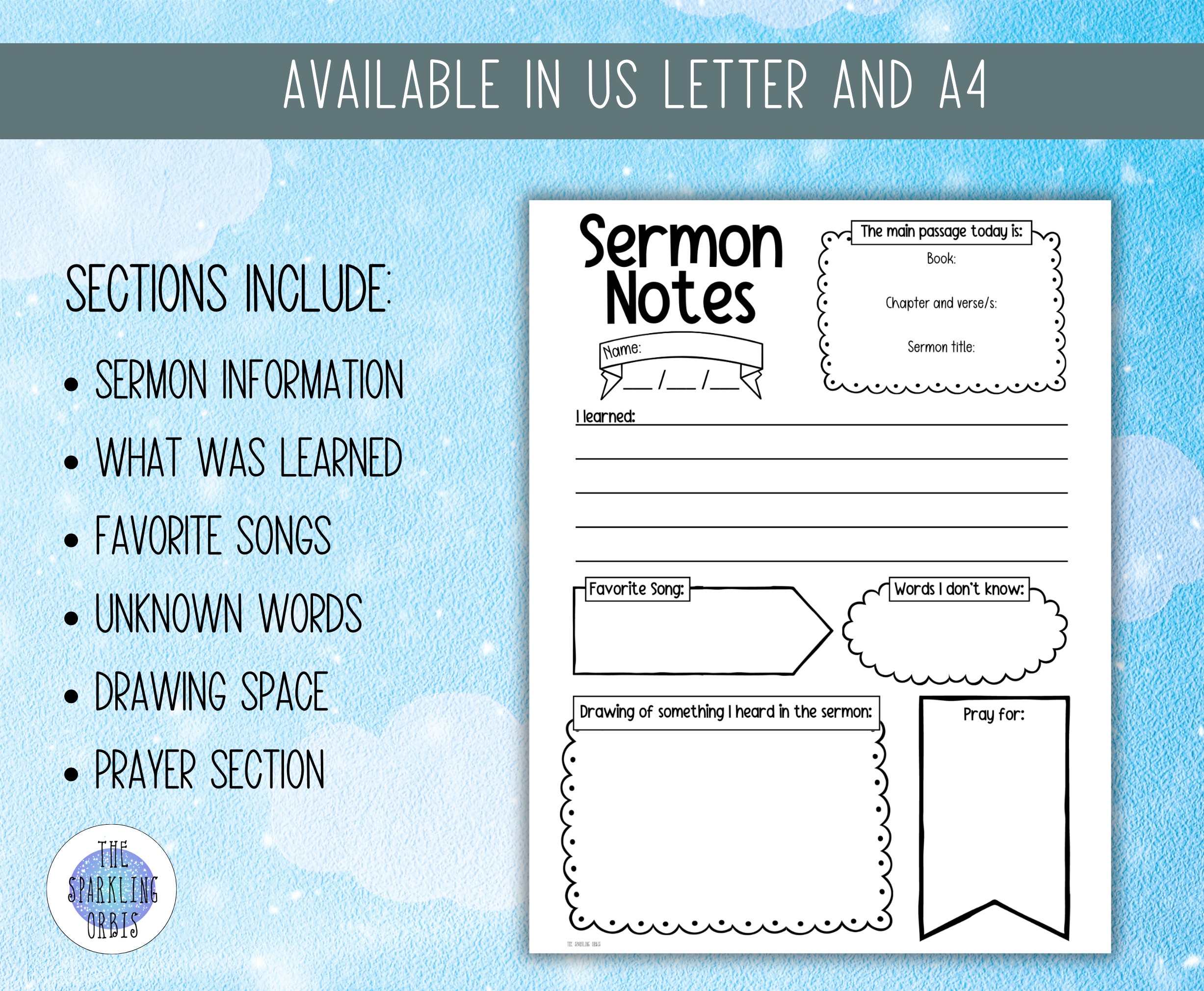 Printable Sermon Notes Template for Children | Sermon Notes | Church ...