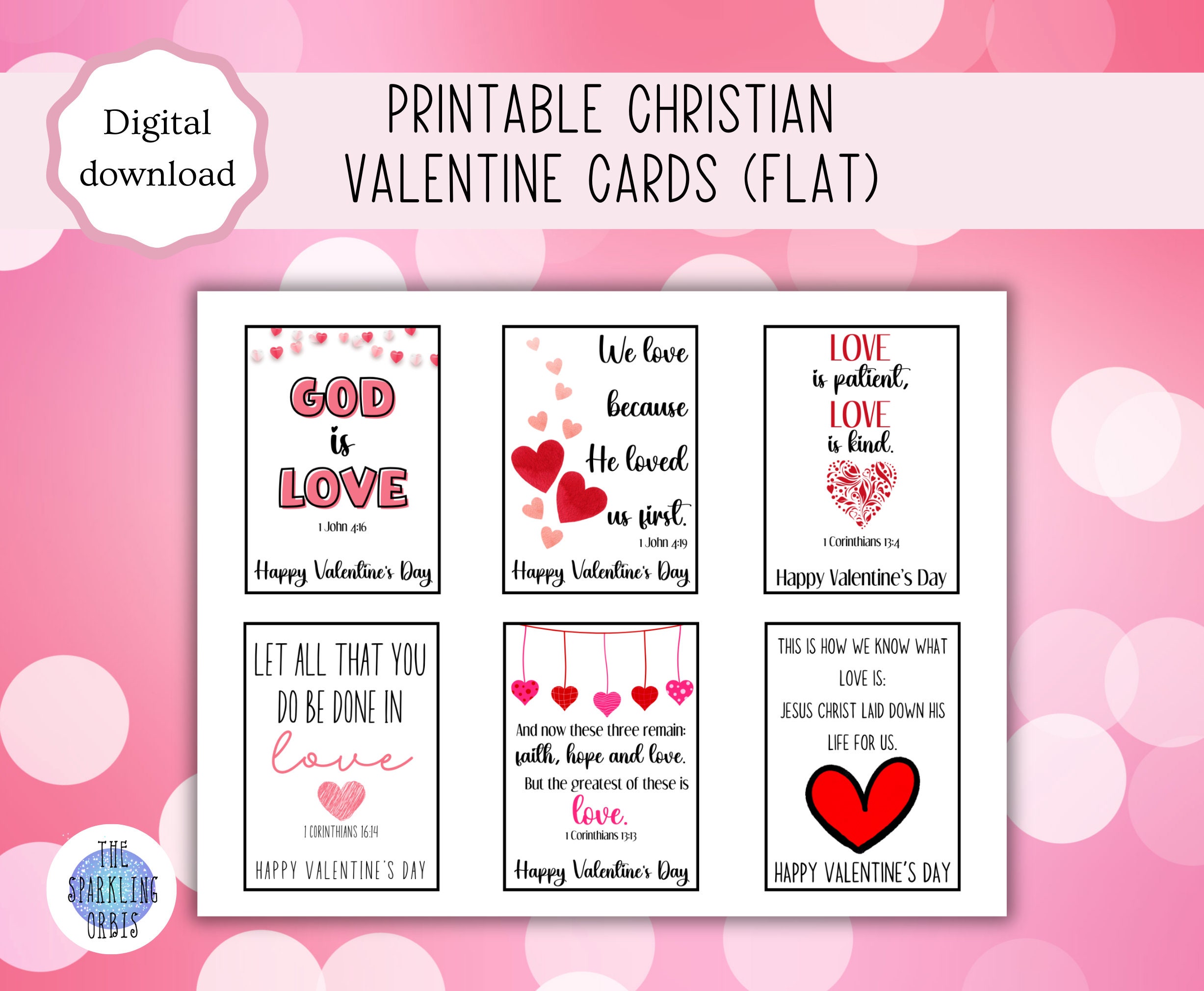 Printable Christian Valentines Cards | Bible Verse | Scripture | Set of ...