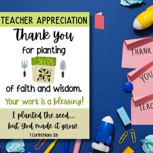 Christian Teacher Appreciation Cards: Printable Thank You Folding Cards ...