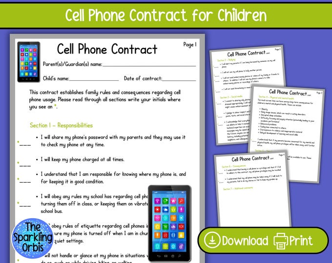 Cell Phone Contract-printable Digital Download - Etsy Canada