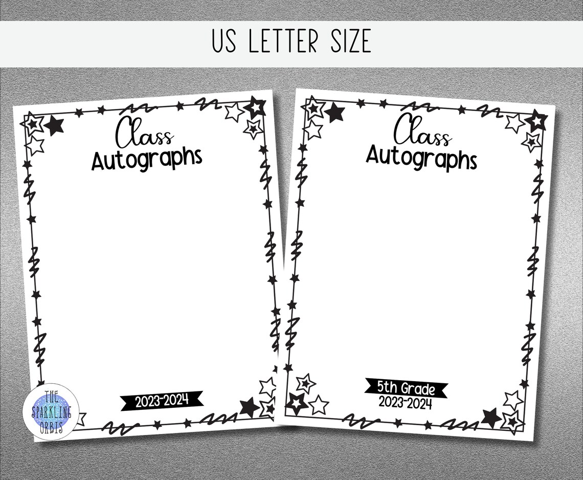 Printable Class Autographs PDF With Grade and Year Class Signatures ...