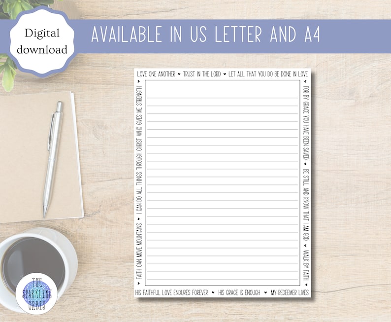 Printable Christian-themed Note Paper | Bible Verse | 8.5x11in | A4 ...