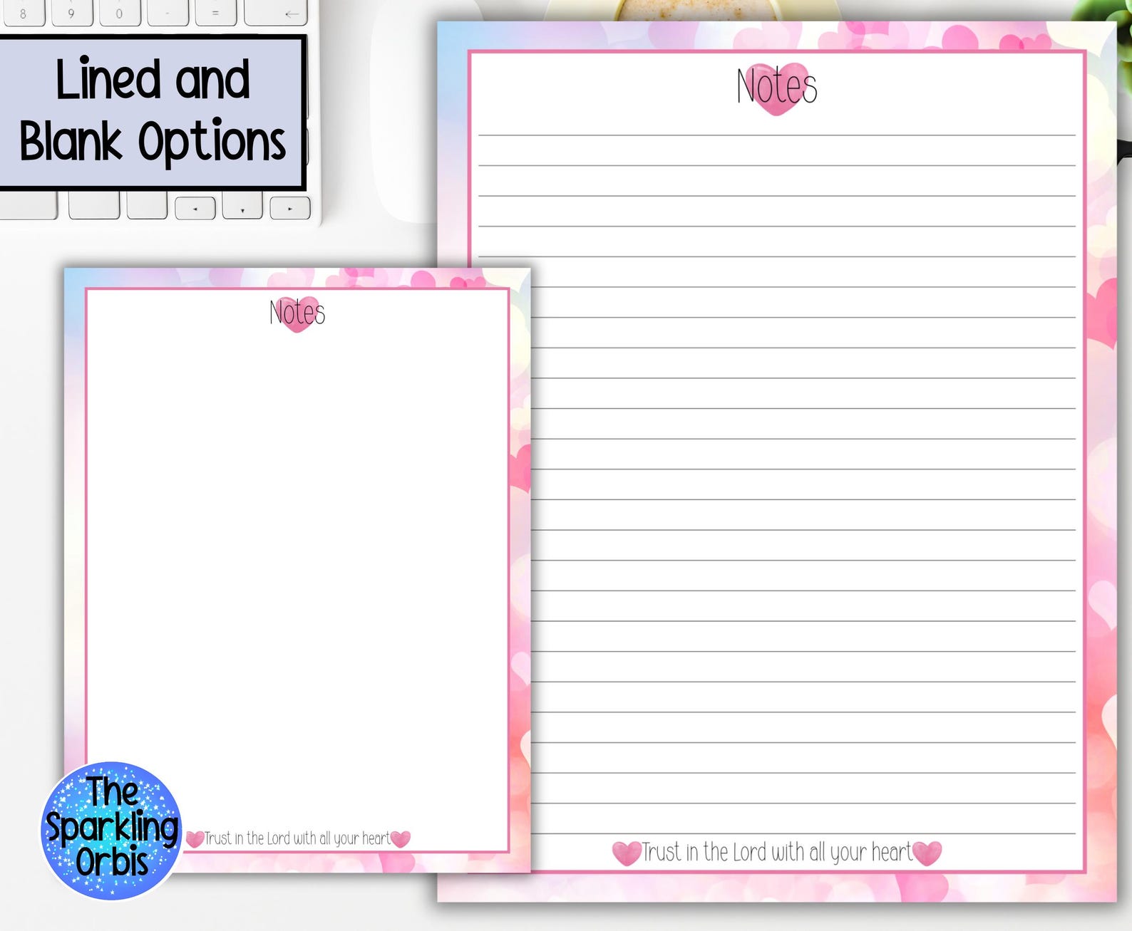 Printable Christian Note Paper | Trust in the Lord | Lined and Blank ...