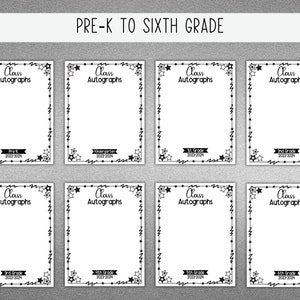 Printable Class Autographs PDF With Grade and Year Class Signatures ...