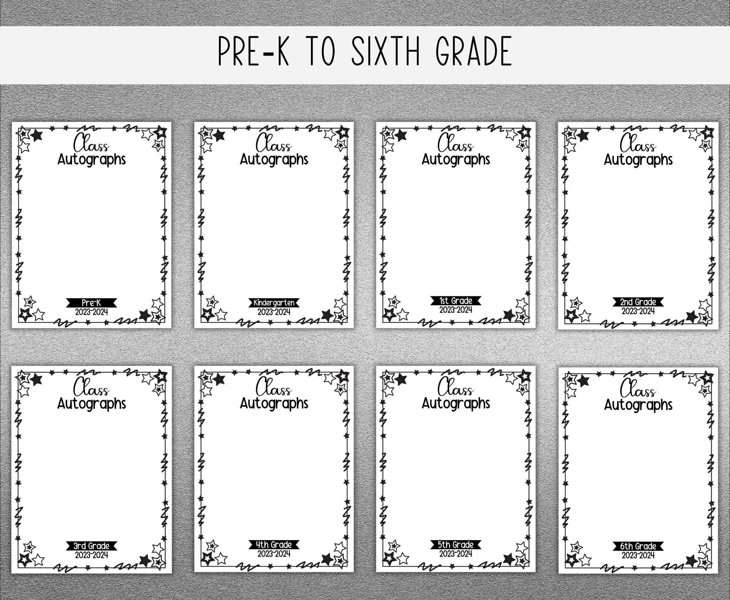 Printable Class Autographs PDF With Grade and Year Class Signatures ...