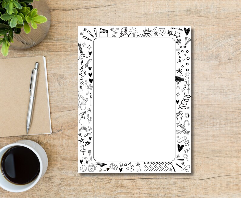 Printable Doodle Note Paper | 8.5x11in | A4 | Lined and Blank Pages | 2 ...