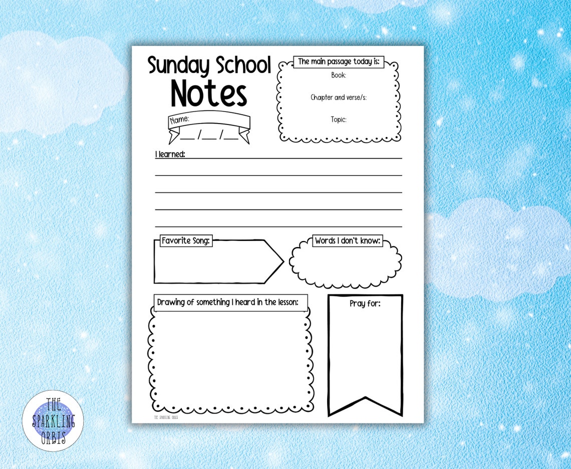 Printable Sermon Notes Template for Children | Sermon Notes | Church ...