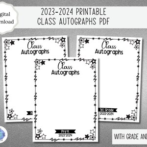 Printable Class Autographs PDF With Grade and Year Class Signatures ...