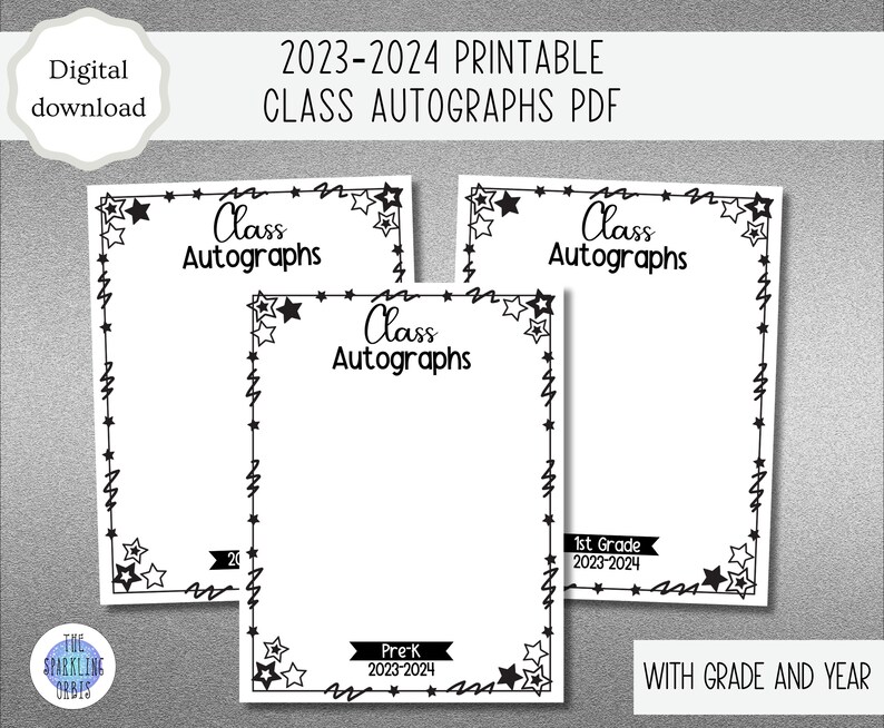 Printable Class Autographs PDF With Grade and Year Class Signatures ...