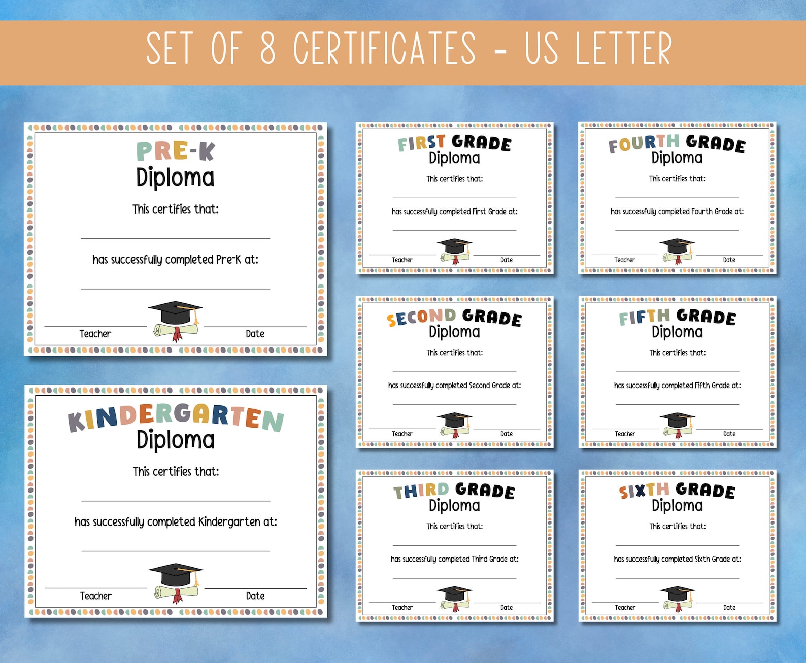 Printable Diplomas for Pre-k to Sixth Grade | Graduate Certificates ...