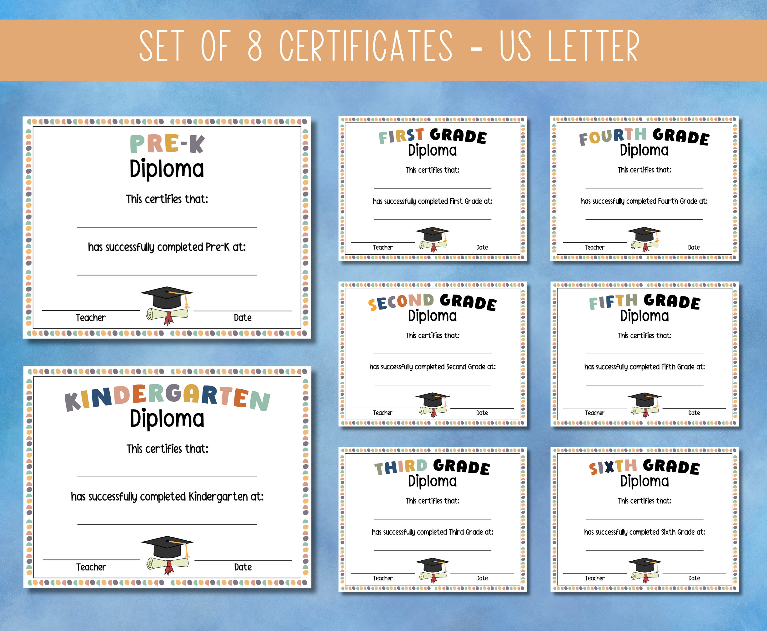 Printable Diplomas for Pre-k to Sixth Grade | Graduate Certificates ...